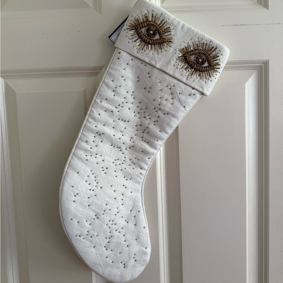 Jonathan Adler | Holiday | Jonathan Adler White Stocking With Gold Eye ...